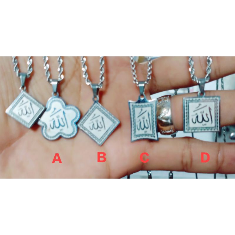 Jual Liontin Lafal Allah + Kalung Besi Putih Asli | Shopee Indonesia