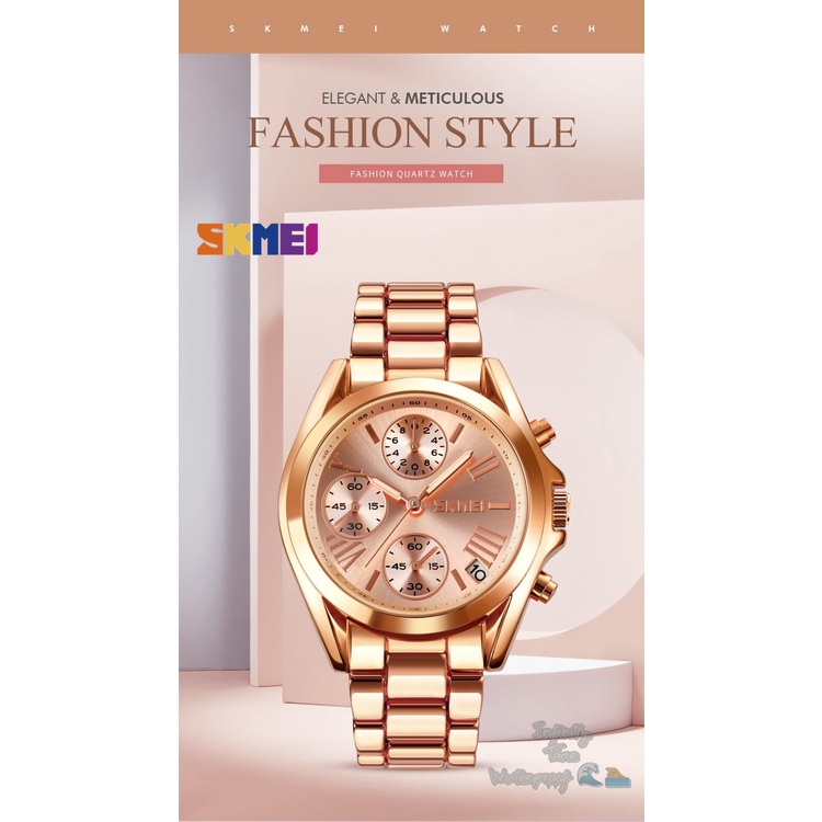 Jual Jam Tangan Cewek Skmei 1897 Analog Rantai Stainless Kualitas ...