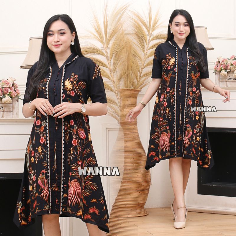 Jual Model DRESS BATIK PESTA MEWAH TERBARU dress wanita elegan modern ...