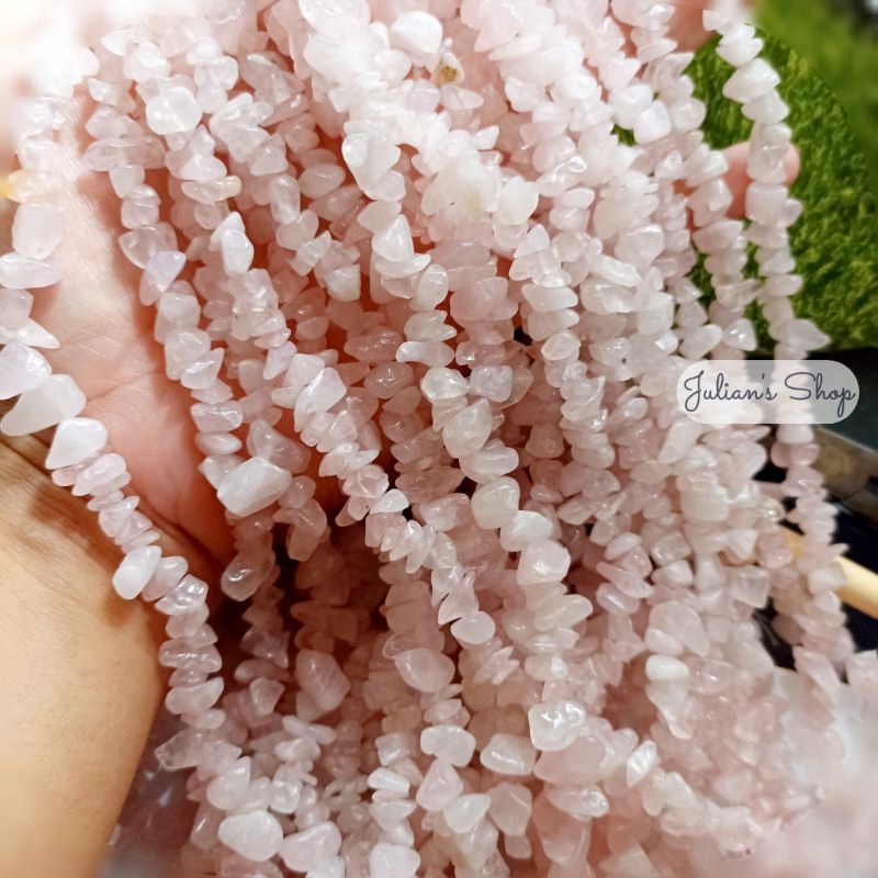 Jual [80 cm] Manik Mote Batu Alam Kerikil Pecah Natural Pink Rose ...