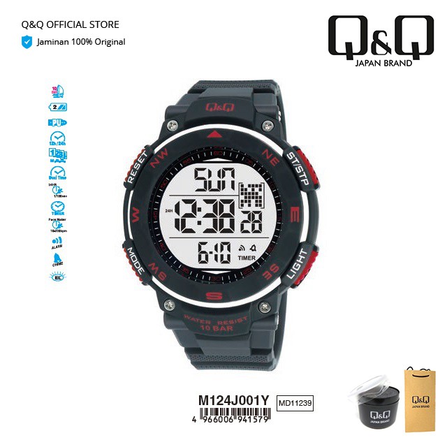 Jual Q&Q QnQ QQ Original Jam Tangan Pria Fashion Digital - M124 M124J Water Resist | Shopee ...