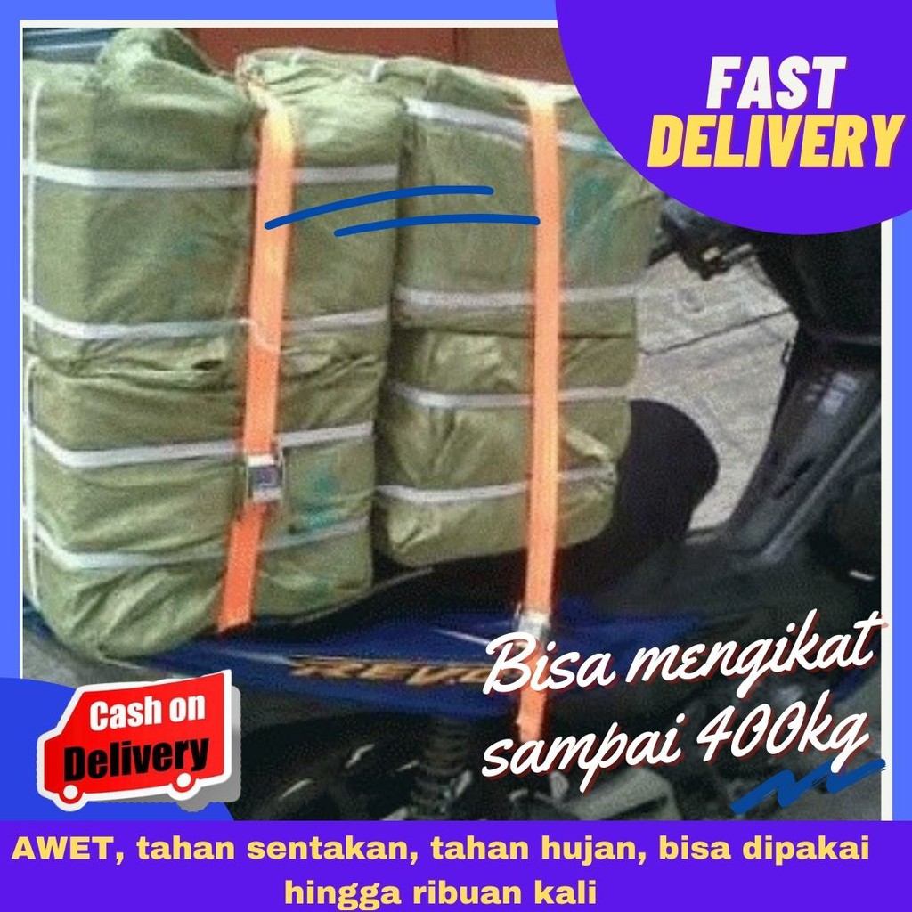 Jual Tali Pengikat Barang Bagasi Motor Ratchet Tie Down Set gesper Tali ...