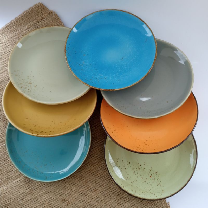 Jual Piriing Keramik Cantik/ Piiring Murah Saji Set Warna Rustic Salad ...