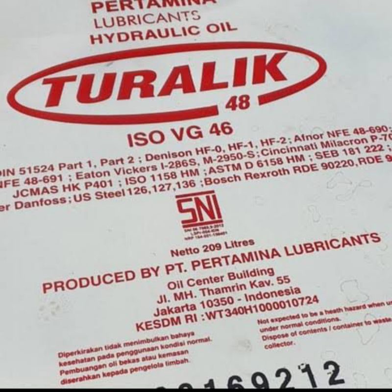 Jual Oli Pertamina Turalik 48 ISO VG 46 Pelumas 209Liter | Shopee Indonesia