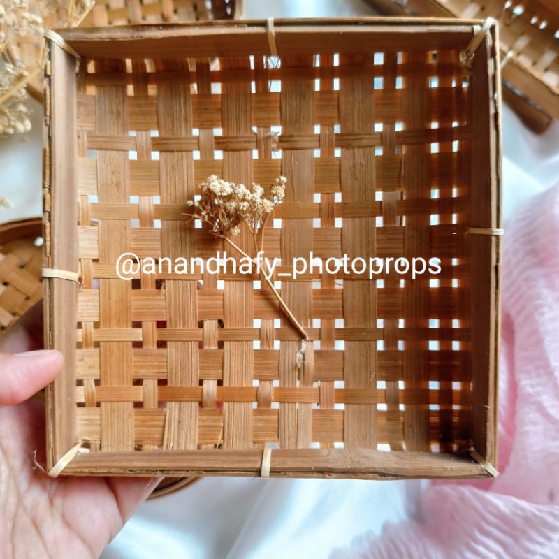 Jual piring bambu anyaman bambu keranjang bambu oval bulat kotak tempat ...
