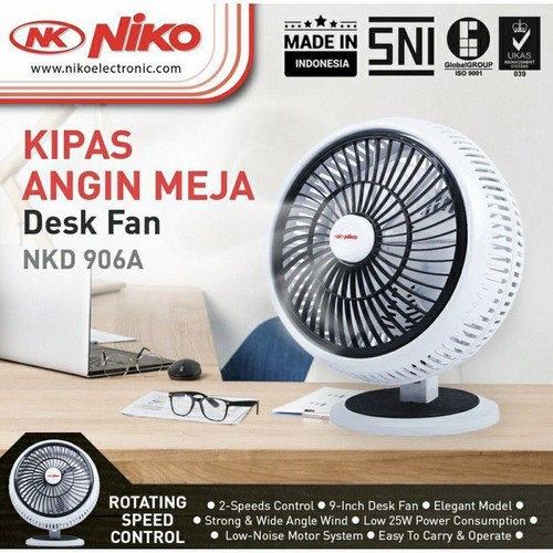 Jual NIKO Desk Fan NK - 906A / Kipas Angin Meja 9" NK 906A | Shopee ...