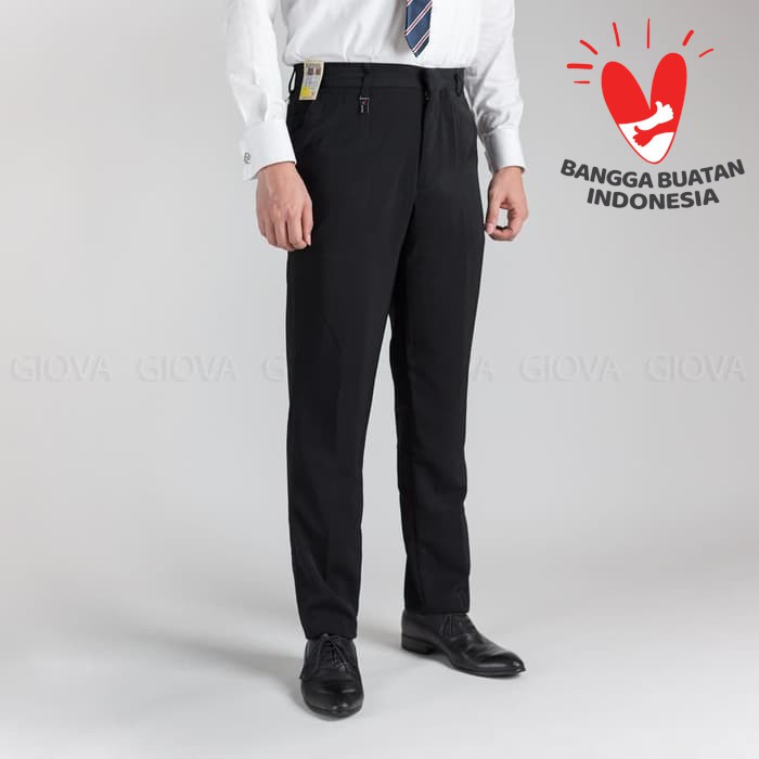 Jual Celana bahan kantor kerja slim fit hitam formal katun twist giova jumbo besar | Shopee ...