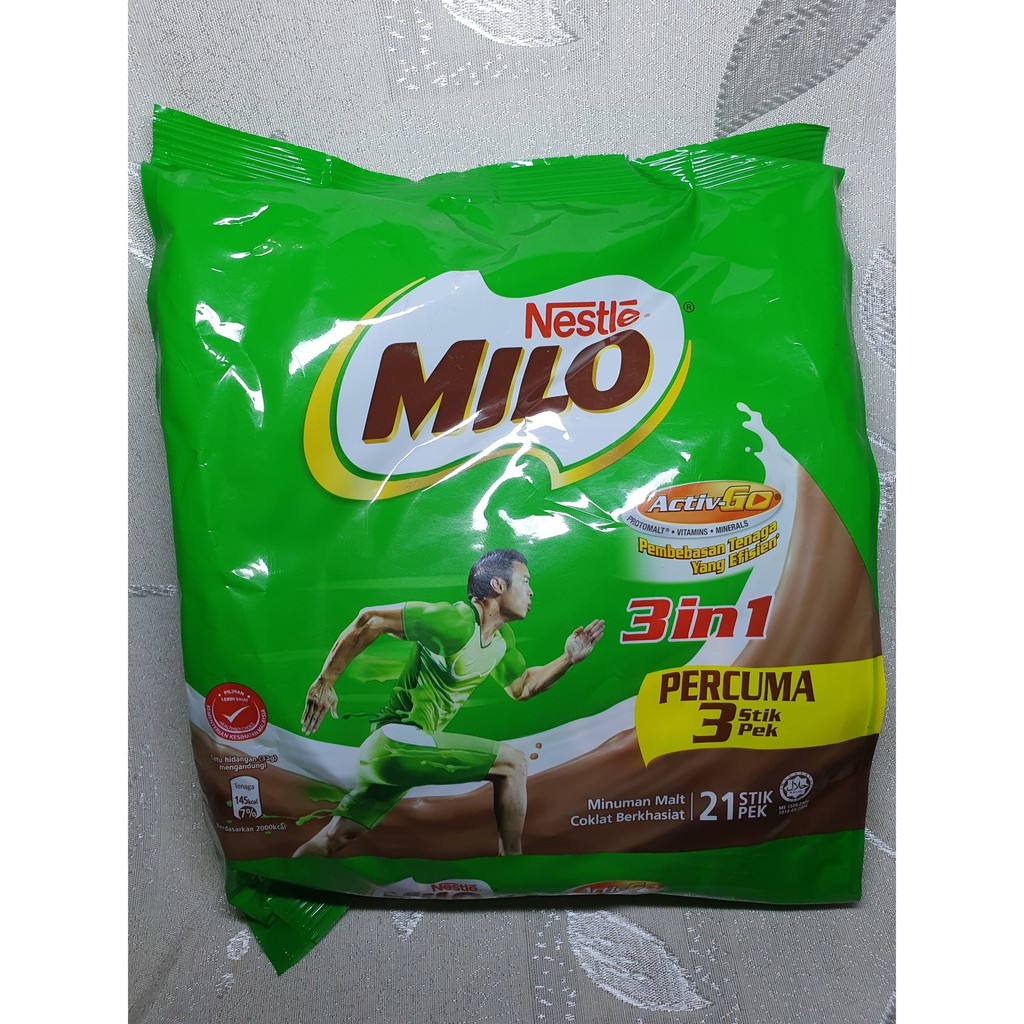 Jual MILO MALAYSIA 3 IN 1 SACHET 21 STICK | Shopee Indonesia