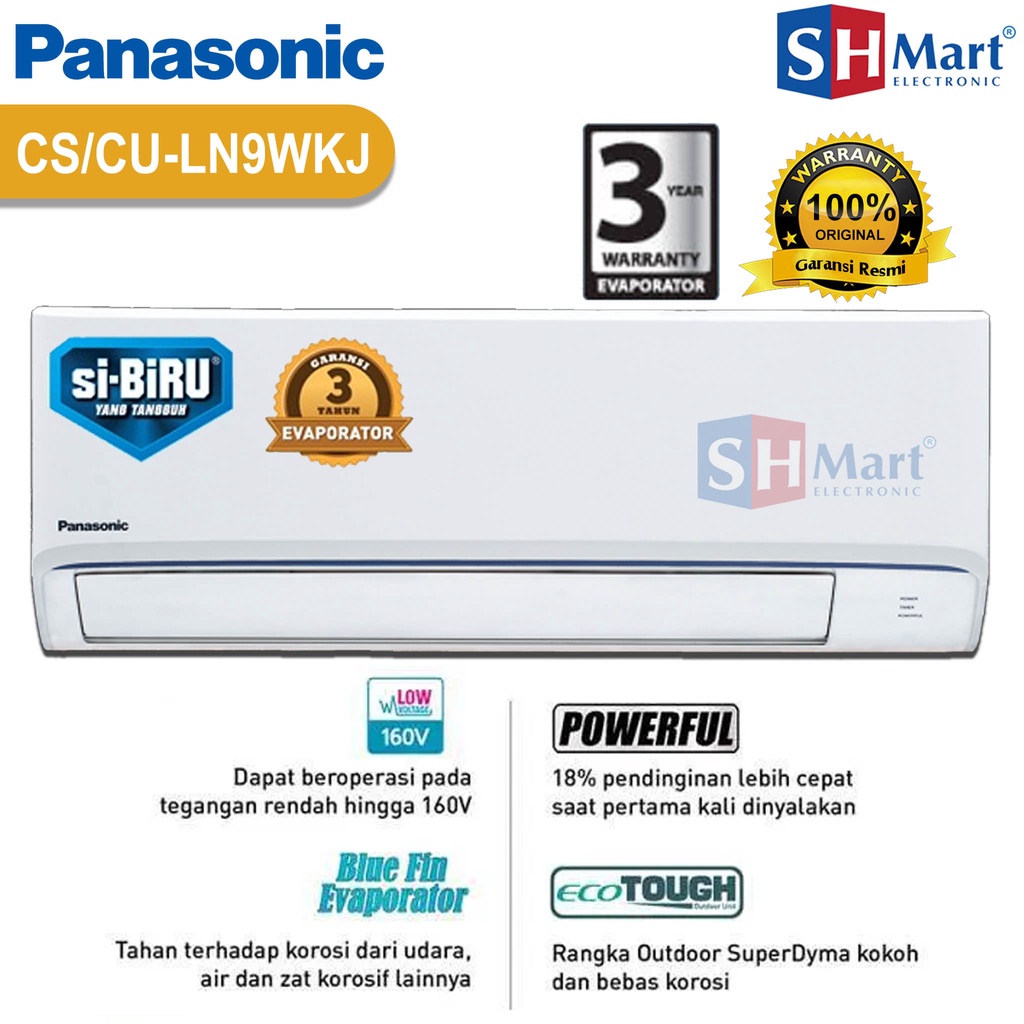 Jual AC PANASONIC 1 PK Si BIRU LOW VOLTAGE CS-LN9WKJ / LN9WKJ GARANSI ...