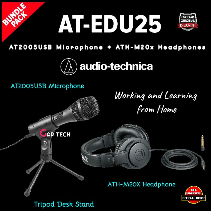 Jual Audio Technica AT EDU25 / EDU 25 Bundle Pack AT2005USB Microphone ...