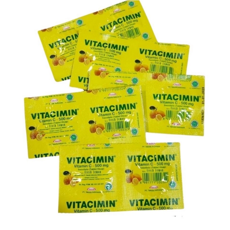 Jual Vitacimin Vitamin C 500mg 20Tablet Vitamin Hisap Fresh Lemon Vit C ...