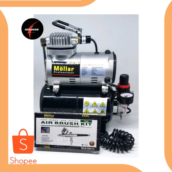 Jual Paket Kompresor Mini Compressor Set Mollar 3 Liter With Air Brush ...