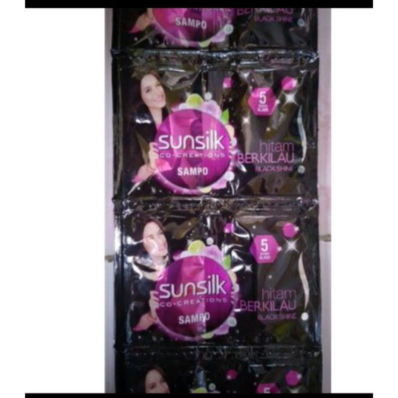 Jual Sampo Sunsilk Black shine Hitam ( 1 Renceng 12 baris / 24 sachet ...