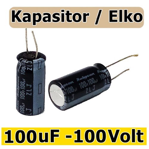 Jual Capacitor Elco 100uf 100v 100uf/100v kapasitor Elko 100/100 100 Mikro 100 Volt For Audio ...