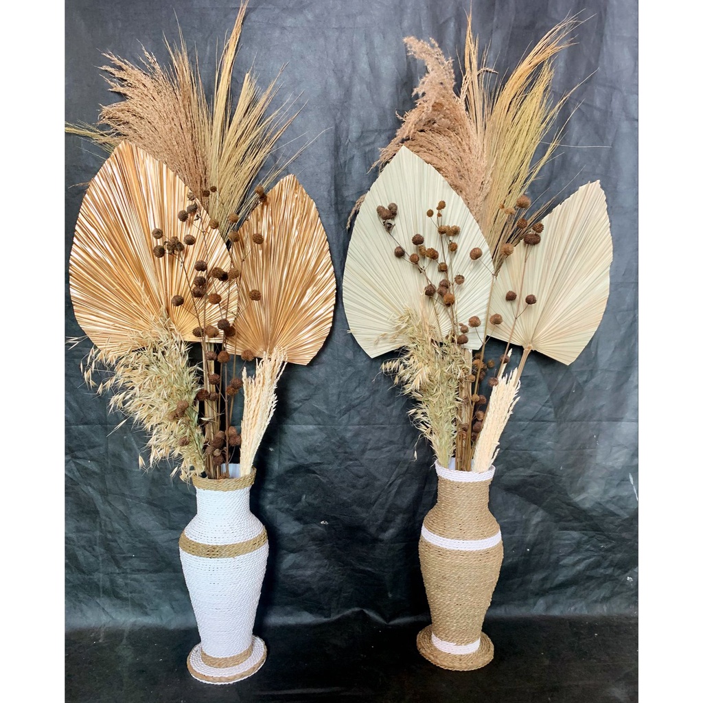 Jual DAUN KERING RUSTIC DEKORASI PALEM KERING DENGAN VAS 40 CM | Shopee ...