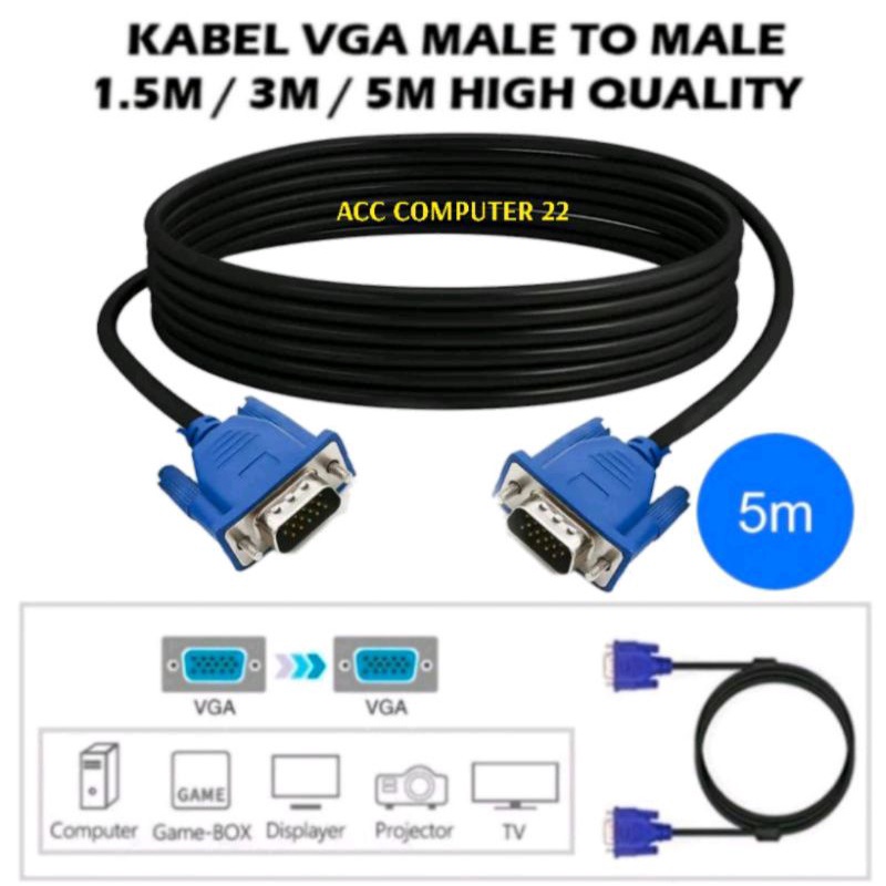 Jual KABEL VGA TO VGA 5M / VGA 5 METER / VGA 5 M | Shopee Indonesia