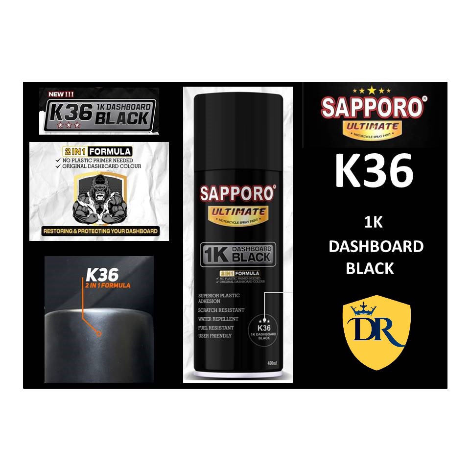 Jual Sapporo Ultimate K36 1K Dashboard Black / Cat Spray Semprot Aerosol Terbaik | Shopee Indonesia