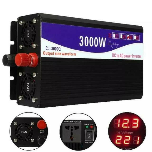 Jual Inverter 3000W Inperter 3000Watt 3000 W 3000 Watt Pure Sine Wave Dc 12v Ke Ac 220V Perubah ...