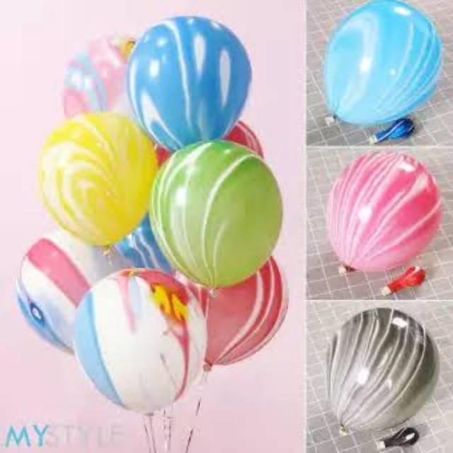 Jual Balon latex motif marble / Balon karet motif kelereng | Shopee ...