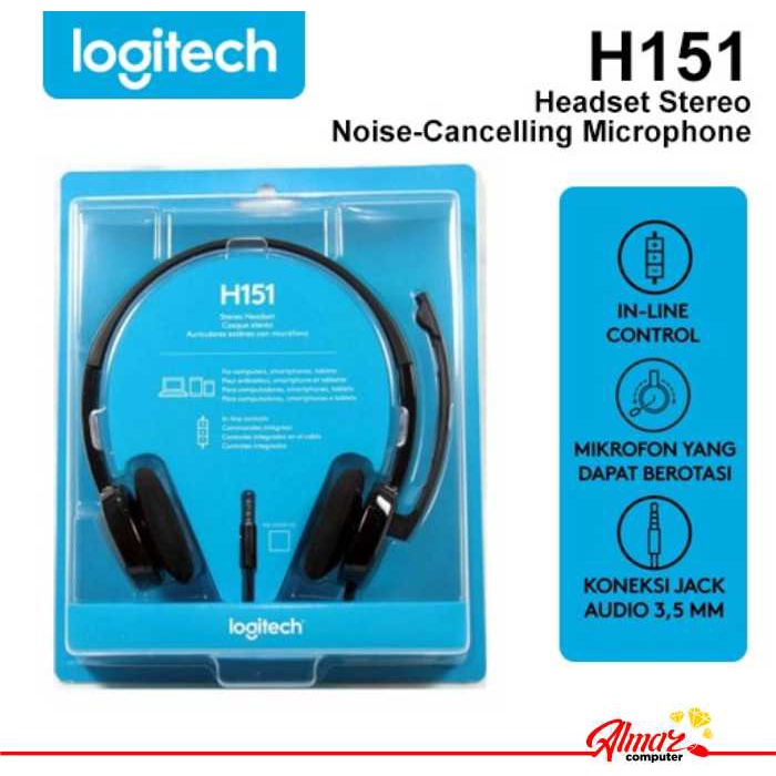 Jual Headset Logitech H151 Multi-device Stereo Headset with In-Line ...