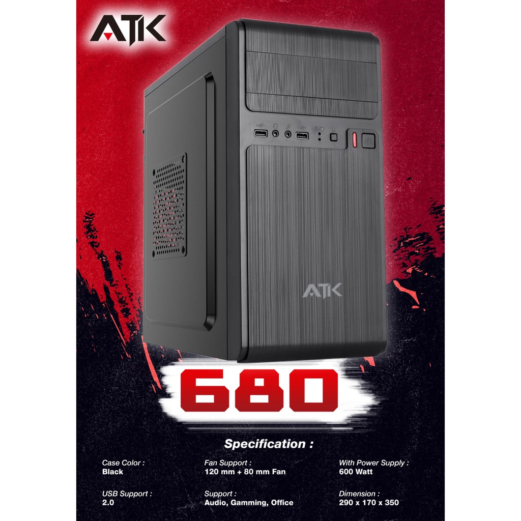 Jual PC Case Casing Simbadda ATK 680 Include PSU 600 Watt mATX Office ...
