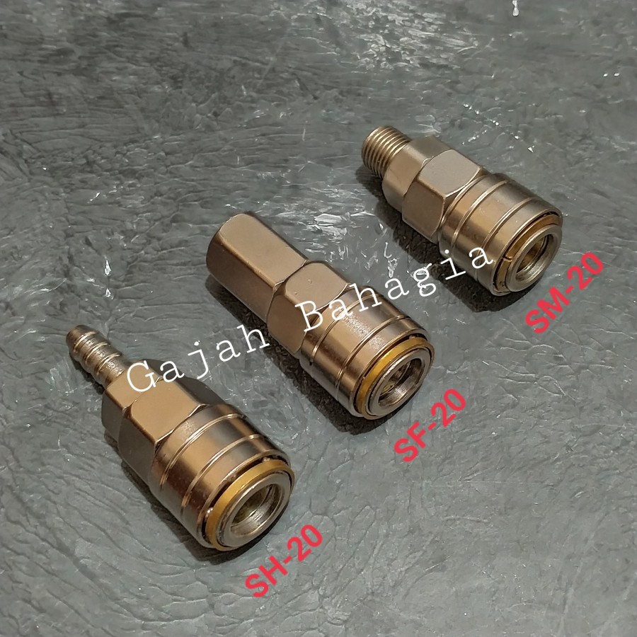 Jual Quick coupler angin one hand touch 1/4 SF SH SM 20 Nepel kopler ...