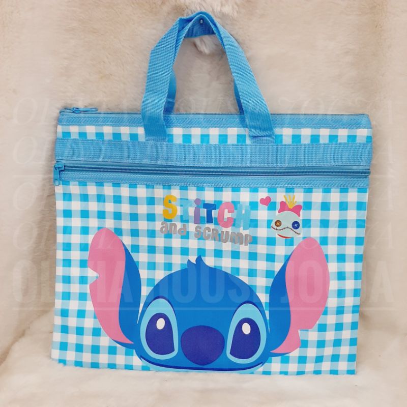 Jual Tas Tenteng Stitch Biru Kotak Kotak Tas Dokumen Stitch Tas Les ...