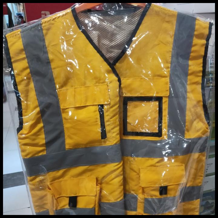 Jual Rompi Safety Proyek/Rompi Bahan Taslan Kantong Banyak/Safety Vest ...