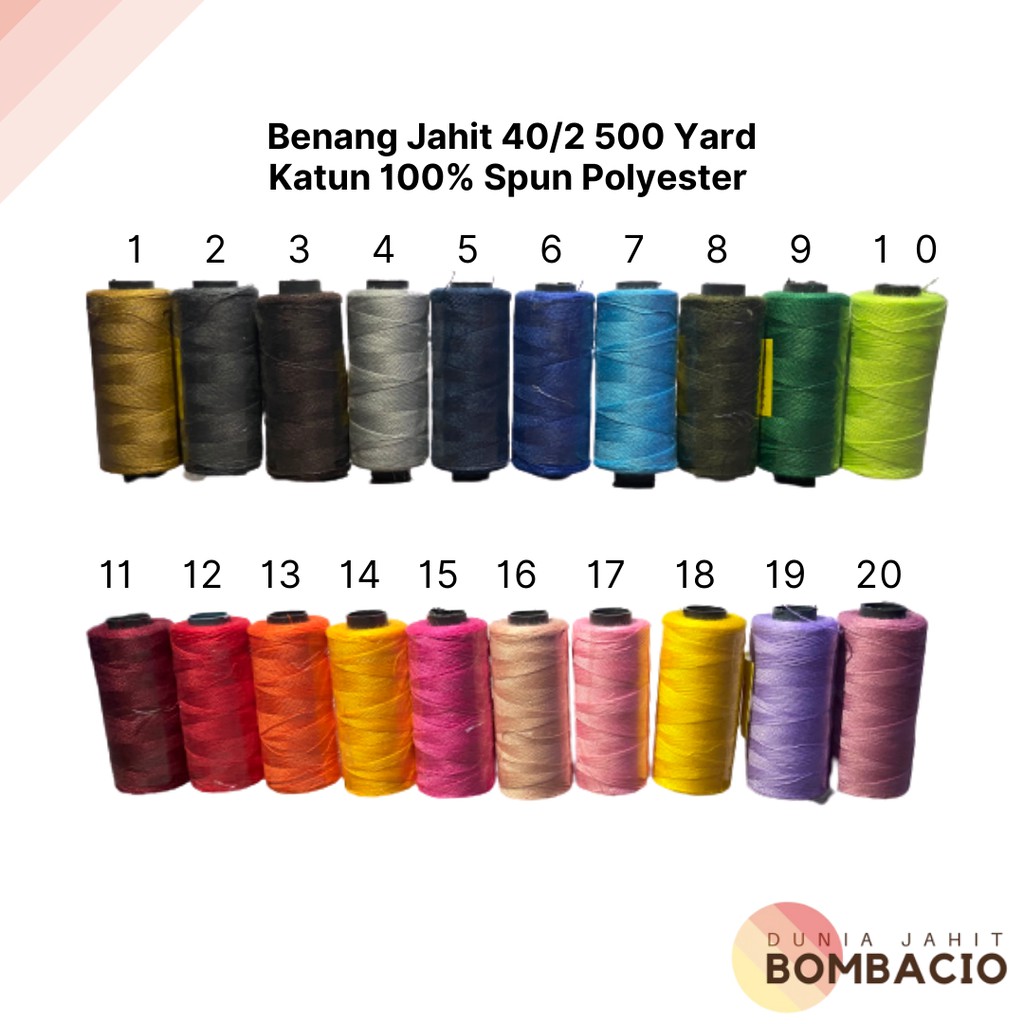 Jual BENANG JAHIT KECIL 40/2 LUSINAN 500 YARD KATUN 100% SPUN POLYESTER ...
