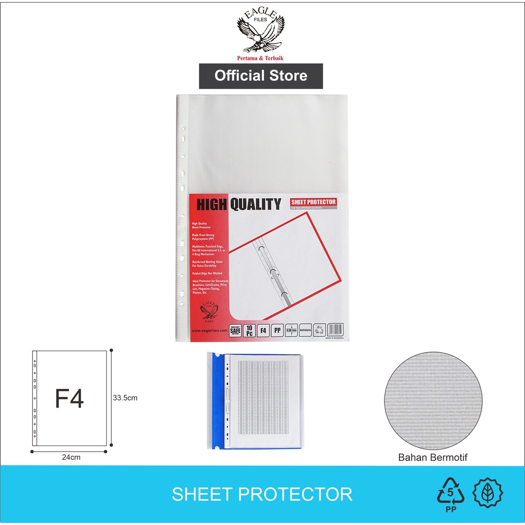 Jual Sheet Protector F4 (Folio) EAGLEFiles Isi 10 pcs/pack PP Pockets ...