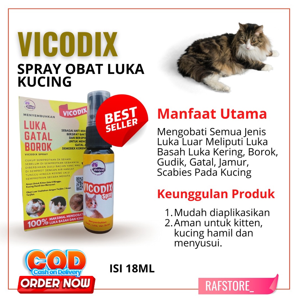 Jual VICODIX Obat Luka Luar Lucing aman untuk kitten kucing hamil dan ...