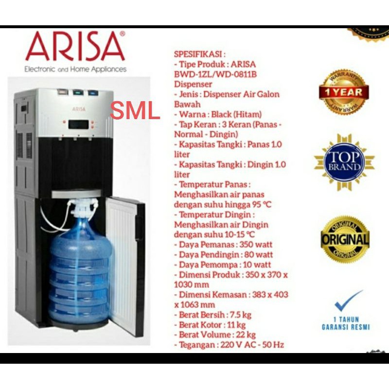 Jual DISPENSER ARISA BWD 1 ZL GALON BAWAH - SML | Shopee Indonesia