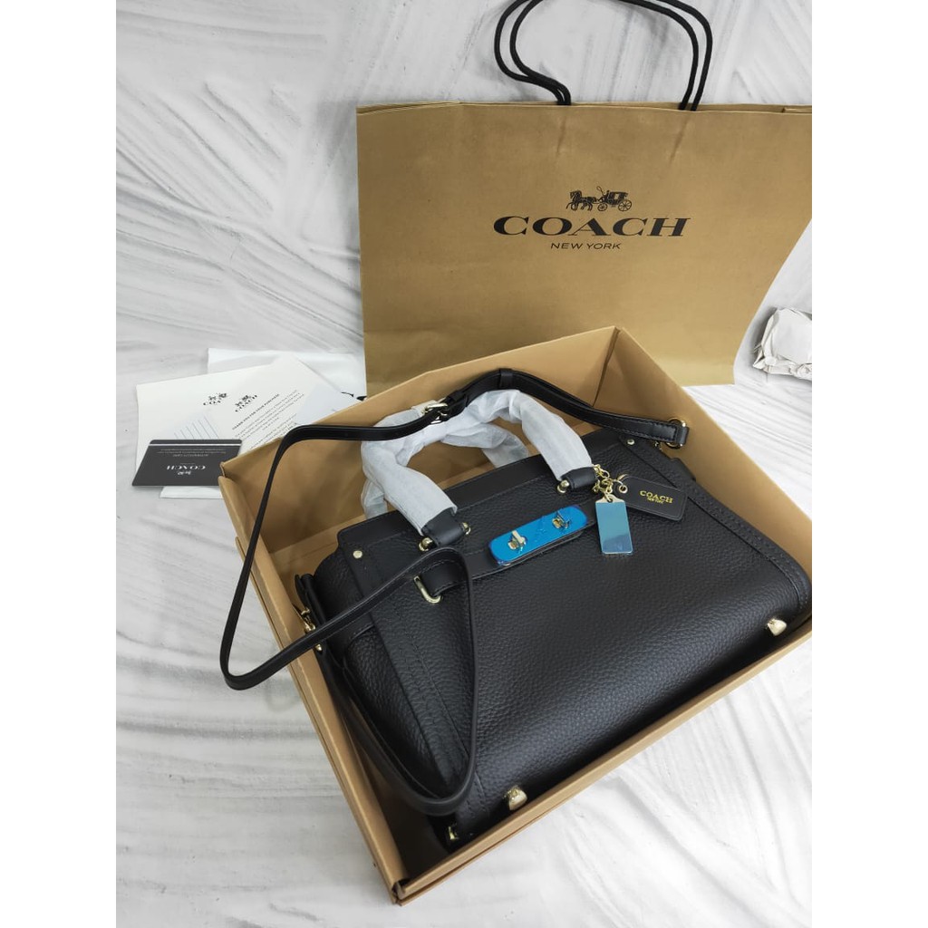 Jual COACH SWAGGER 27 IN PEBBLE LEATHER BLACK- ORIGINAL | Shopee Indonesia