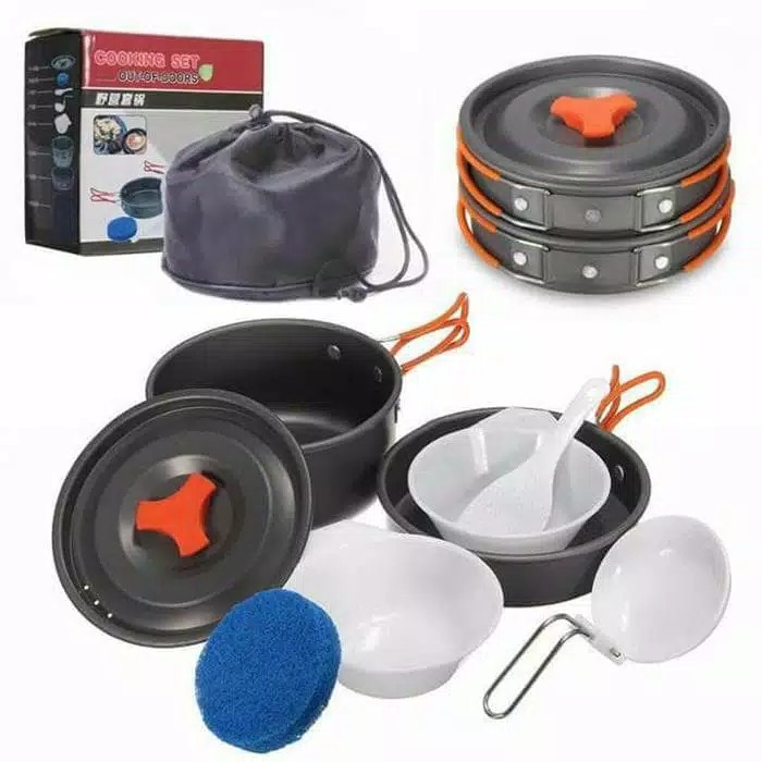 Jual Alat Masak Panci Kemping Gunung. Cooking Set DS200 Camping Nesting ...