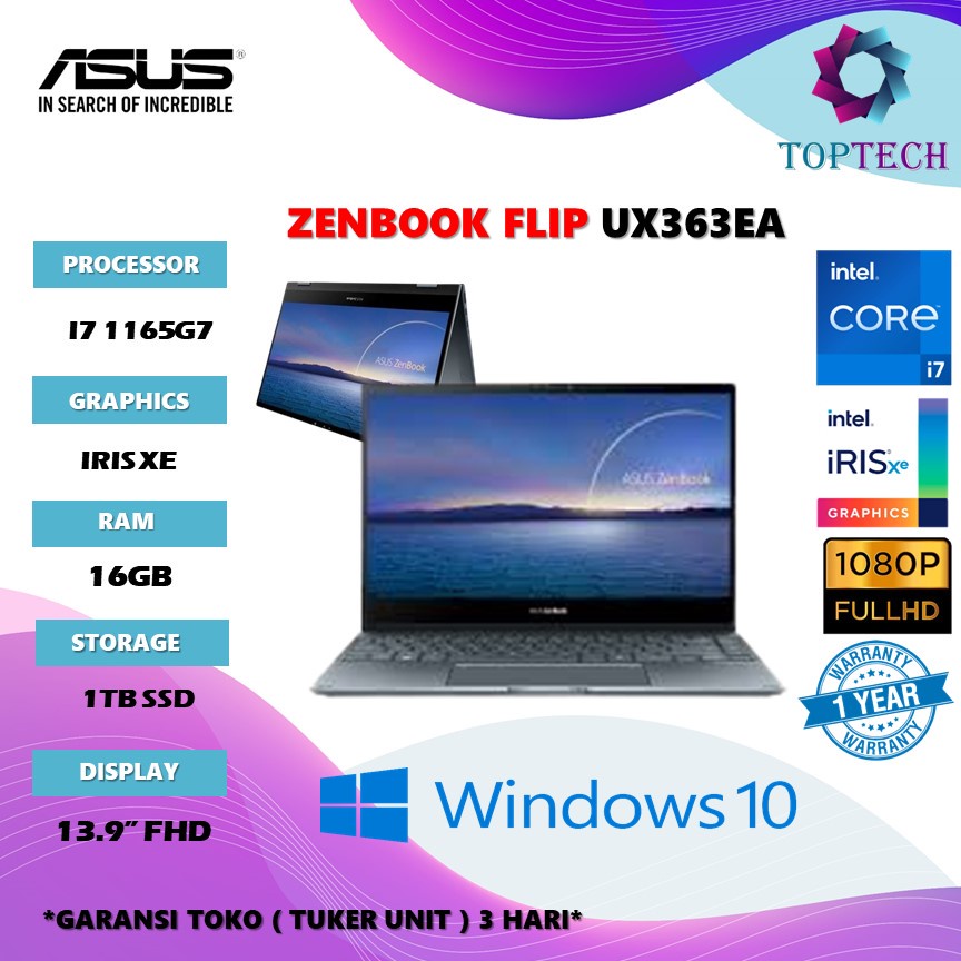 Jual Laptop Asus Zenbook Flip UX363EA Oled 2IN1 Touch - i7 1165G7 RAM ...