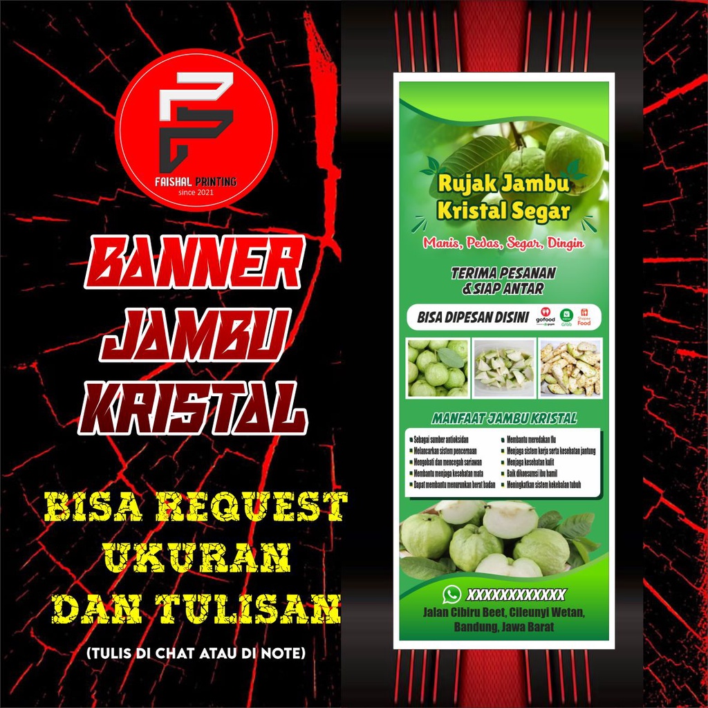 Jual Banner Rujak Jambu Kristal / Spanduk Jambu Kristal Ukuran 60 x 160 ...