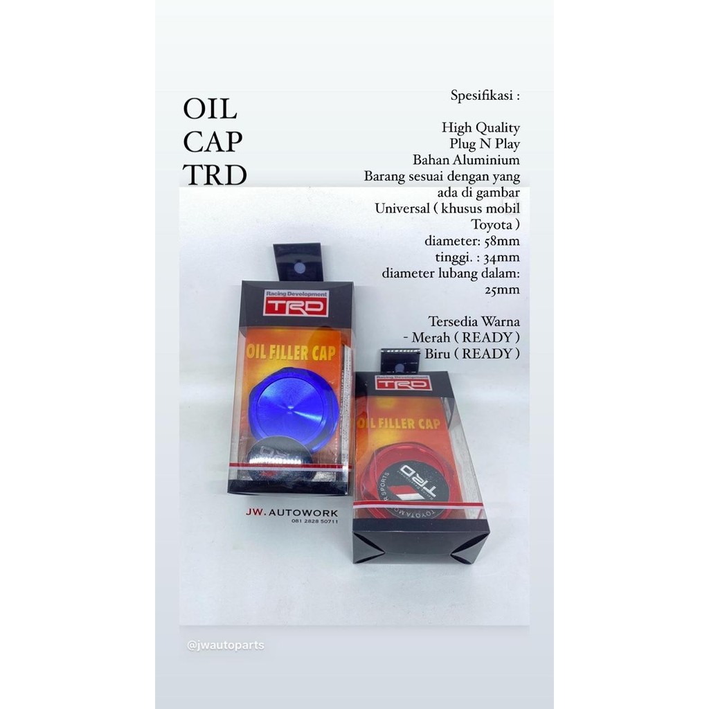 Jual OIL CAP TOYOTA TRD - TUTUP OLI MESIN TOYOTA TRD | Shopee Indonesia
