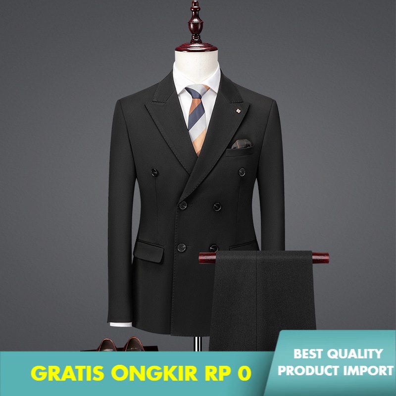 Jual Jas Pria Setelan Jas Pria Double Breasted Suit Jas Pria Slim Fit ...