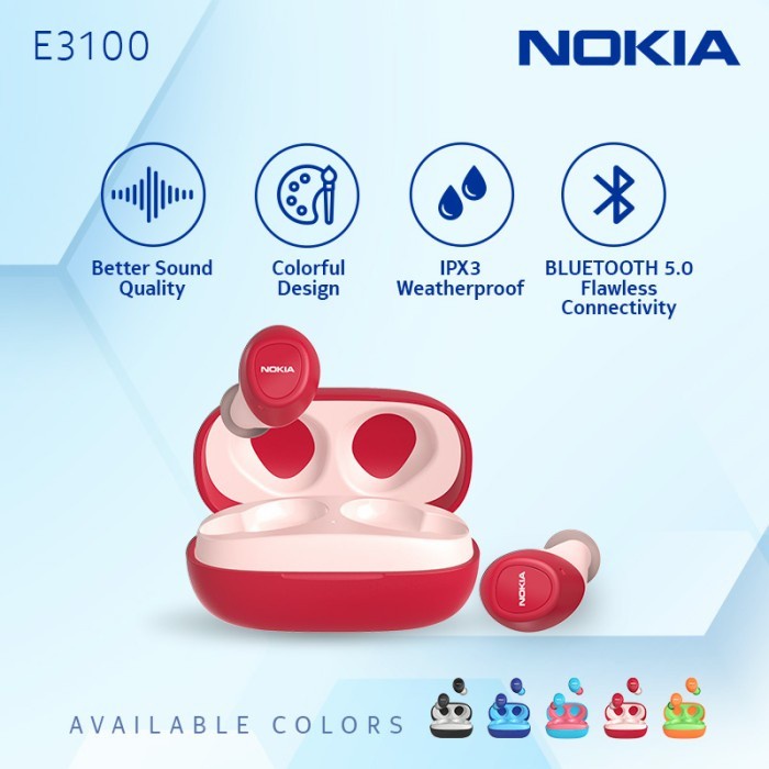 Jual NOKIA ESSENTIAL TRUE WIRELESS TWS EARPHONE E3100 BLUETOOTH 5.0 IPX3 | Shopee Indonesia