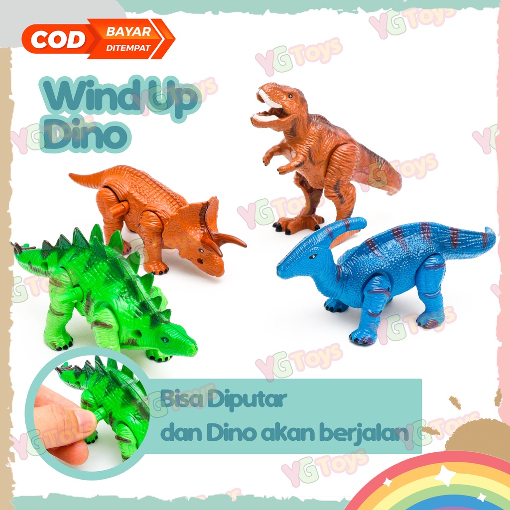Jual YGtoys Mainan Dino Putar Wind Up Bisa Berjalan T Rex Monoceros ...