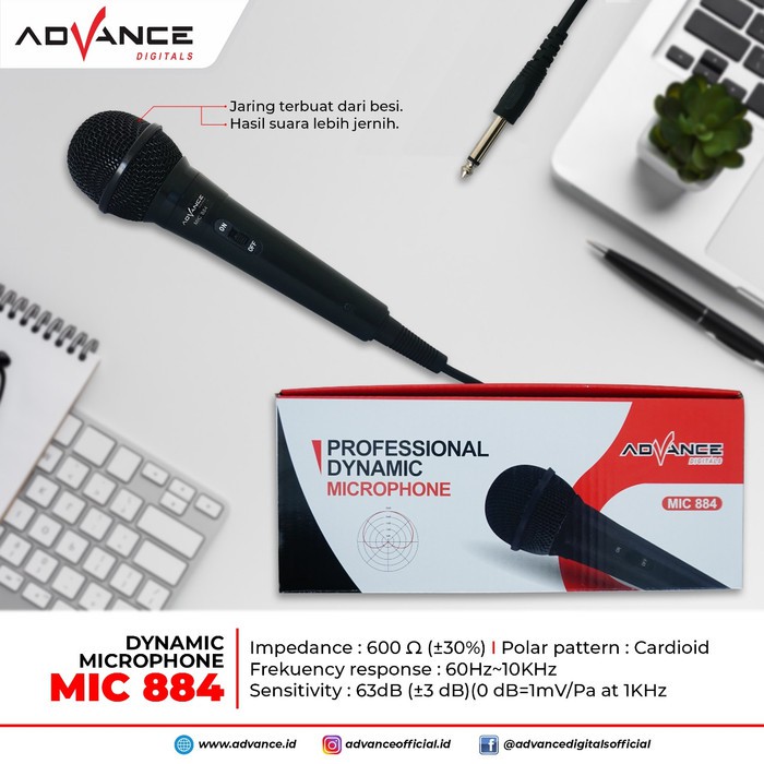 Jual Advance Mic Karaoke Profesional Dynamic Microphone Mic Kabel ...