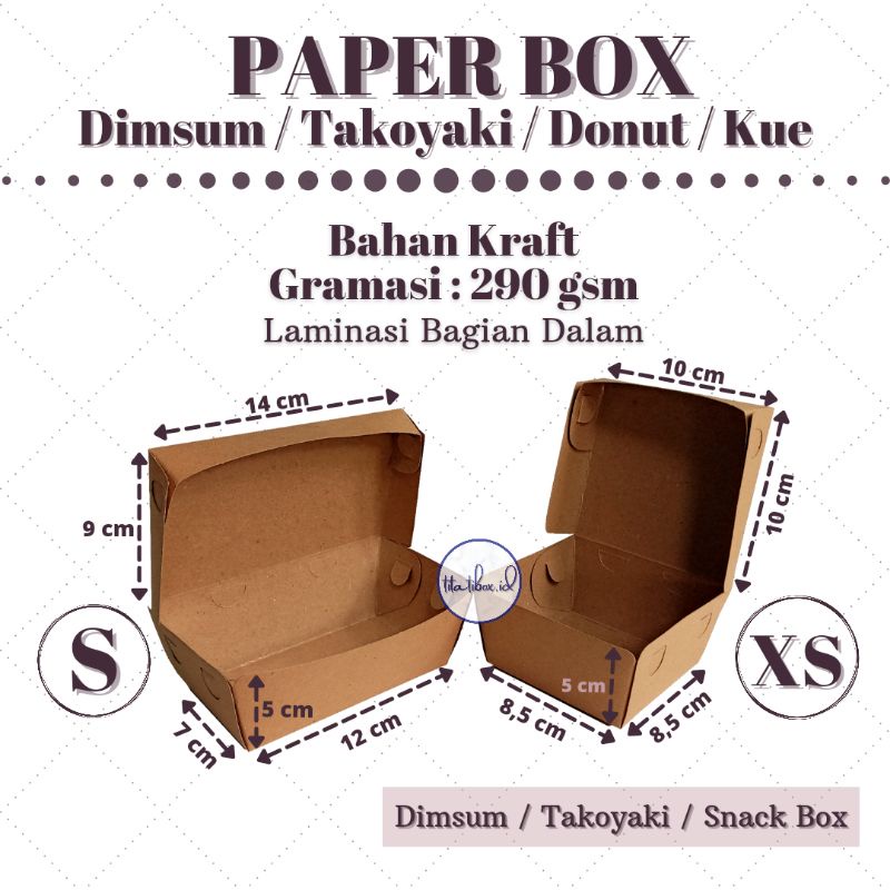 Jual Paper Box Size S dan XS / Kemasan Dimsum, Donut, Takoyaki & Kue ...