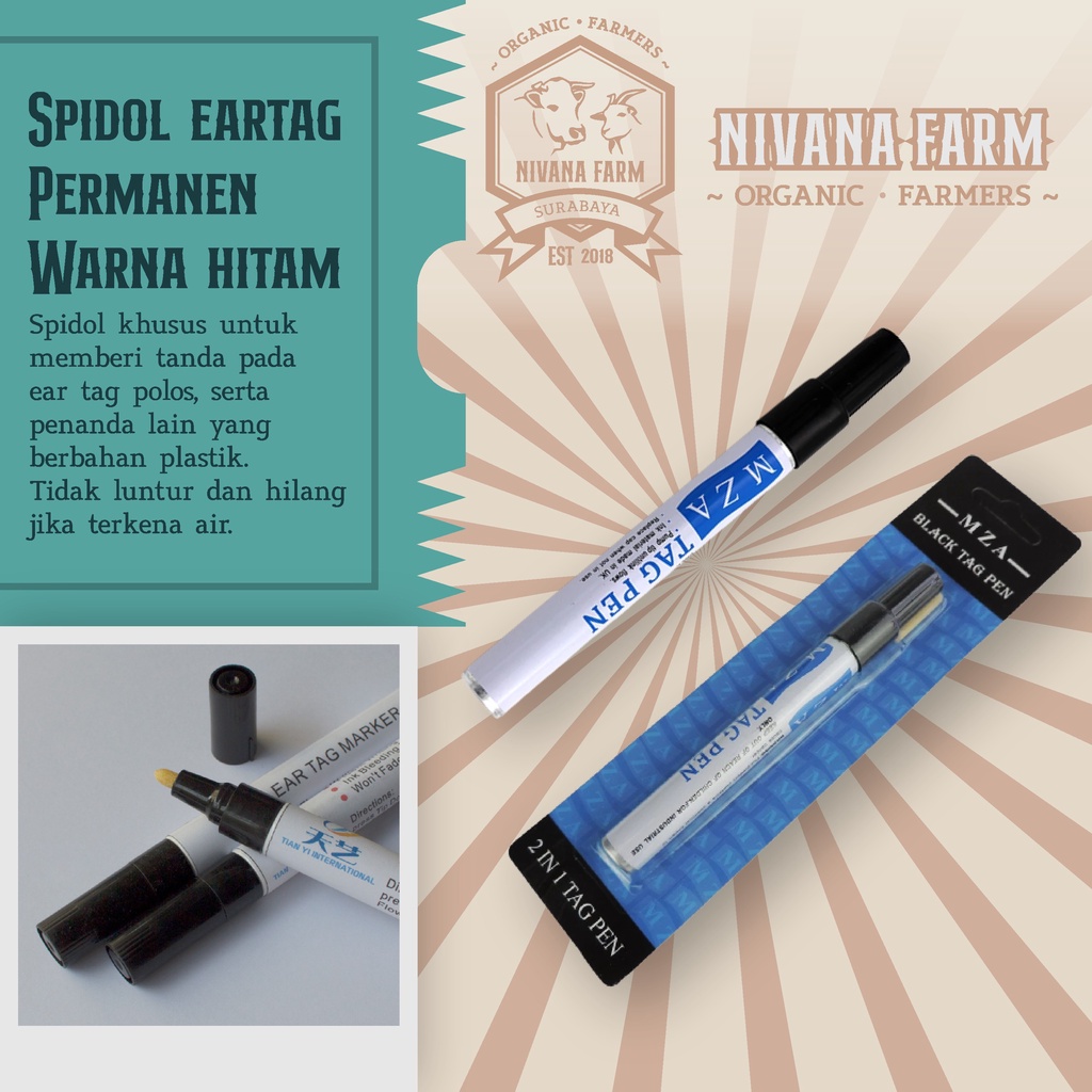 Jual Spidol Eartag Neck Tag Pen MZA Permanent Eartag Marker Warna Hitam ...