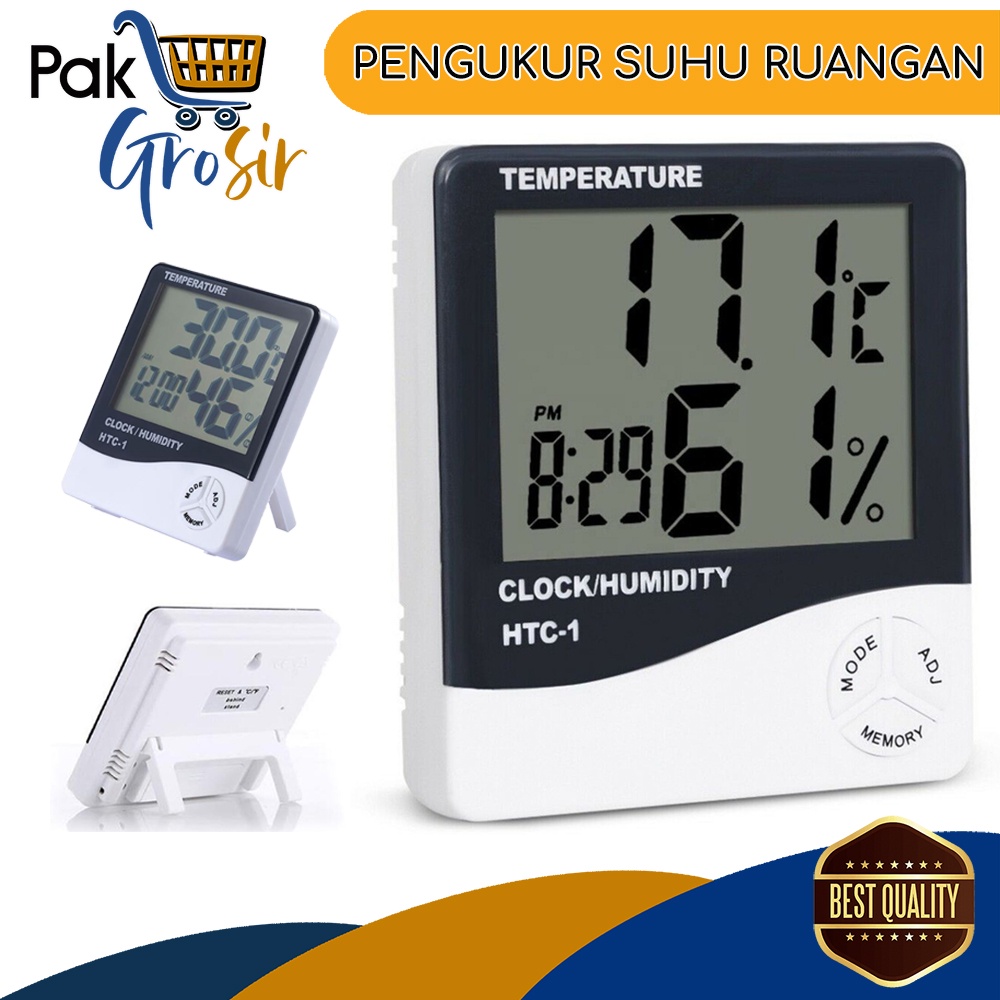 Jual Alat Pengukur Suhu Ruangan Termometer hygrometer Ruang Digital Jam ...
