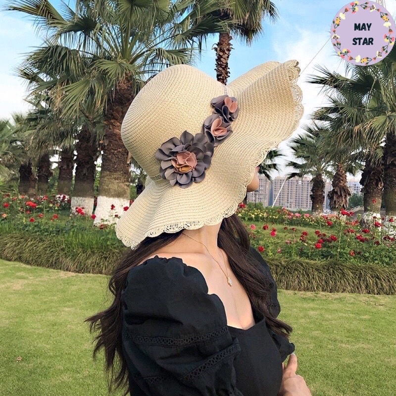 Jual MAYSTAR Topi Pantai wanita Bunga pelindung UV -Summerhat Pantai ...