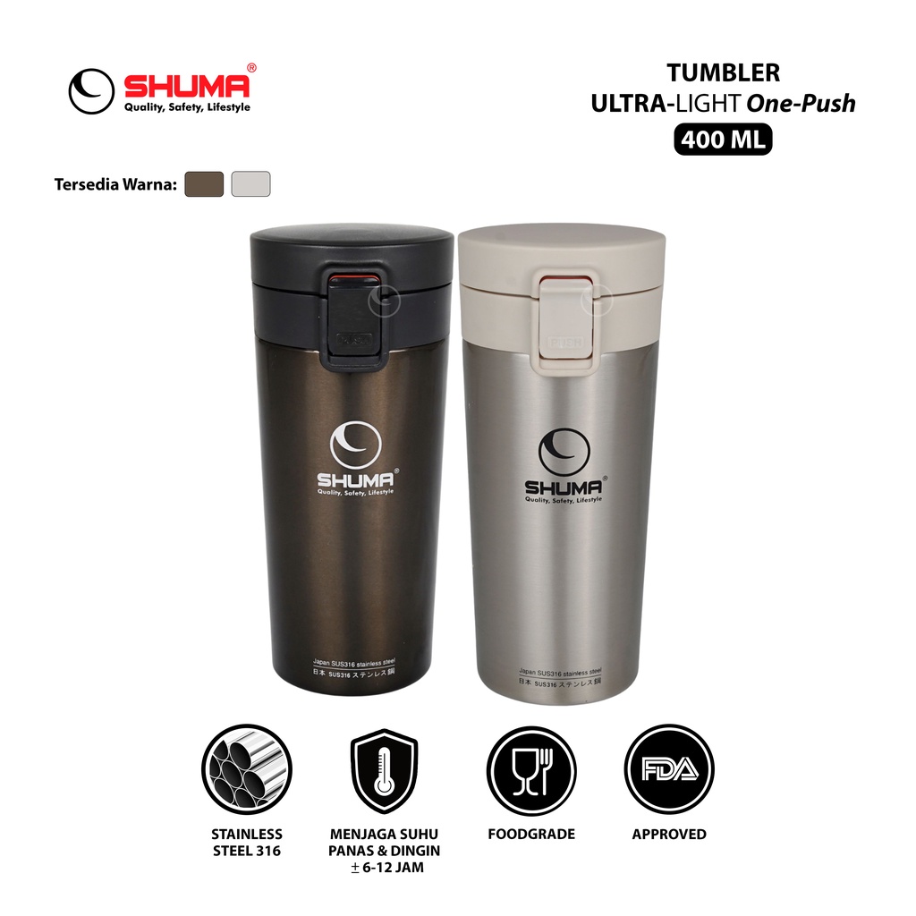 Jual Tumbler Shuma Stainless Steel 316 Ultra Light One-Push 400 ml ...