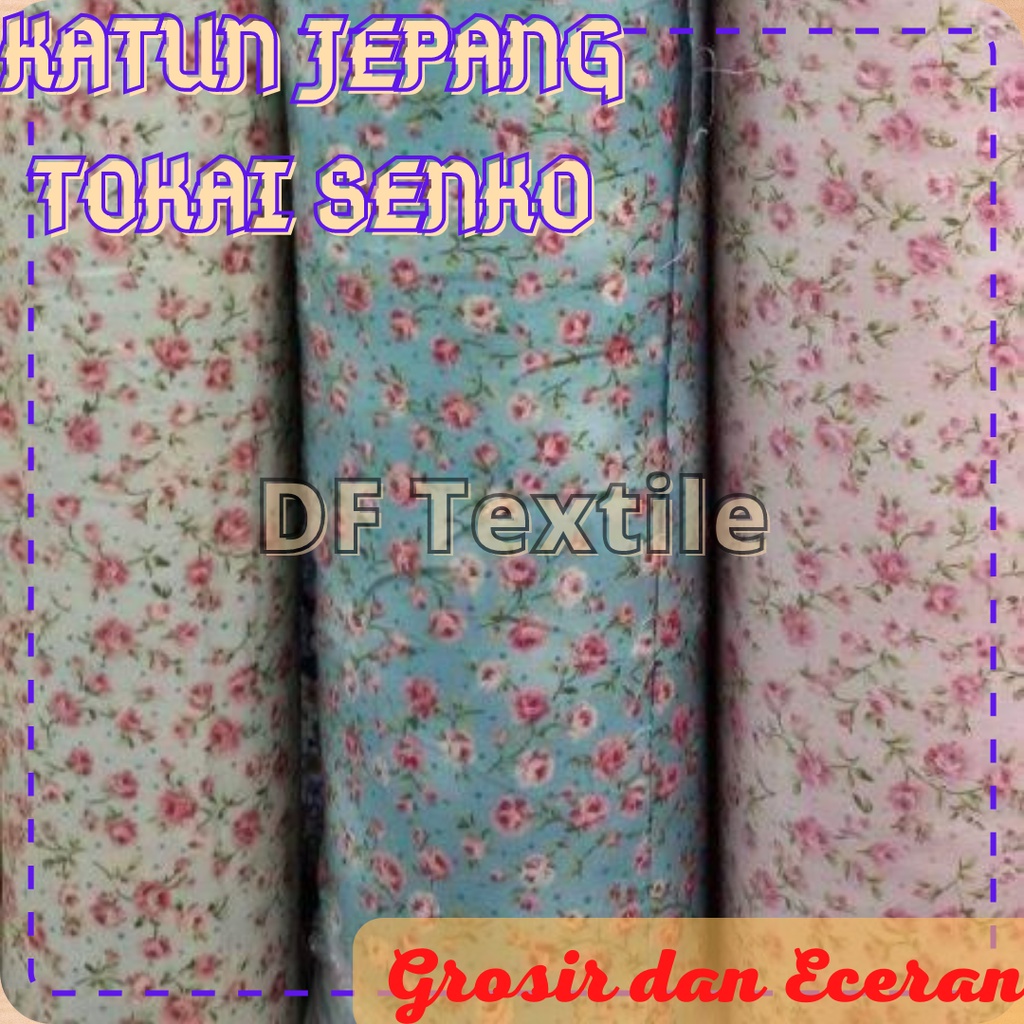Jual Kain Katun Jepang Motif Bunga TJD22JN025 Japan Design Tokai Senko ...