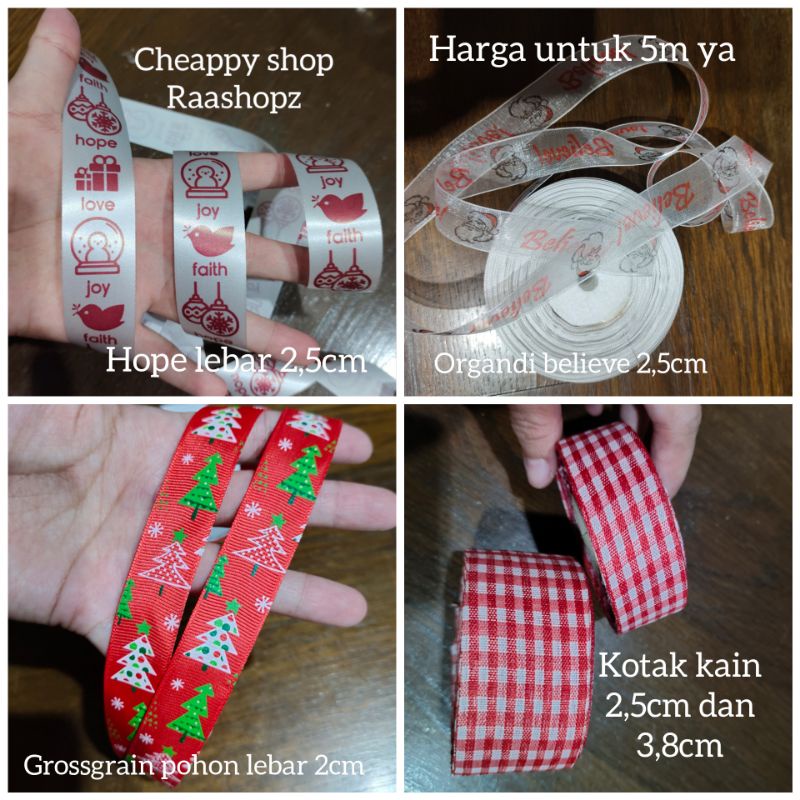 Jual 3m/5m Christmas Ribbon Pita Natal Pita Kotak Pita Hope Pita Natal ...