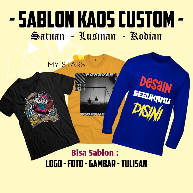 Jual BAJU KAOS SABLON CUSTOM TULISAN NAMA FOTO GAMBAR DESAIN SENDIRI SATUAN COUPLE SABLON DTF ...