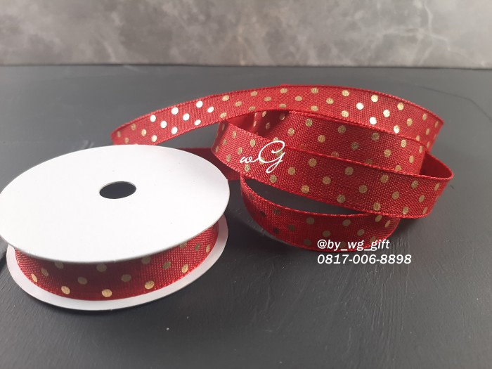 Jual Pita Kain Motif Polkadot Tengah ; Lebar 1.5 cm; Panjang 3 yard ...